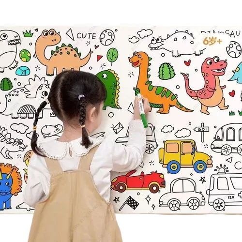 Children's Drawing Roll Sticker 120 inch- Coloring Paper Roll for Kids ...