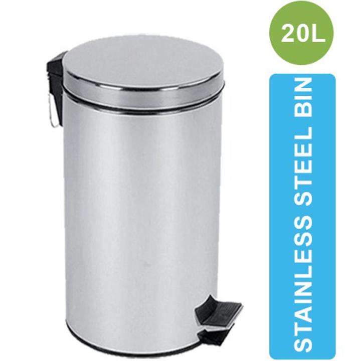 20 Liter Stainless Steel Pedal Garbage Dustbin and Recycle Bin - Steel ...
