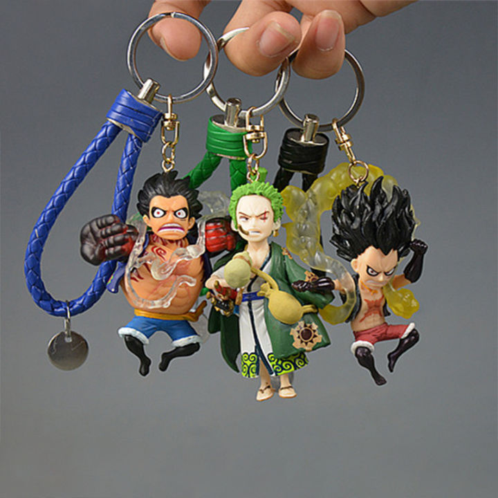Action One Piece Keychain 3D PVC Luffy Zoro Sanji Figure Model Toys Bag ...