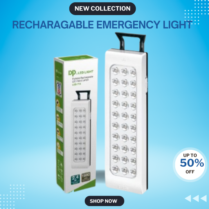 DP White 30 LED Torch Light DP 716 Portable Rechargeable Emergency ...