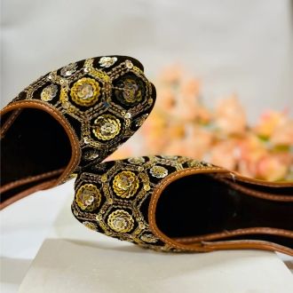 Fancy women khussa - A perfect pair designed with tilla work - Brown ...