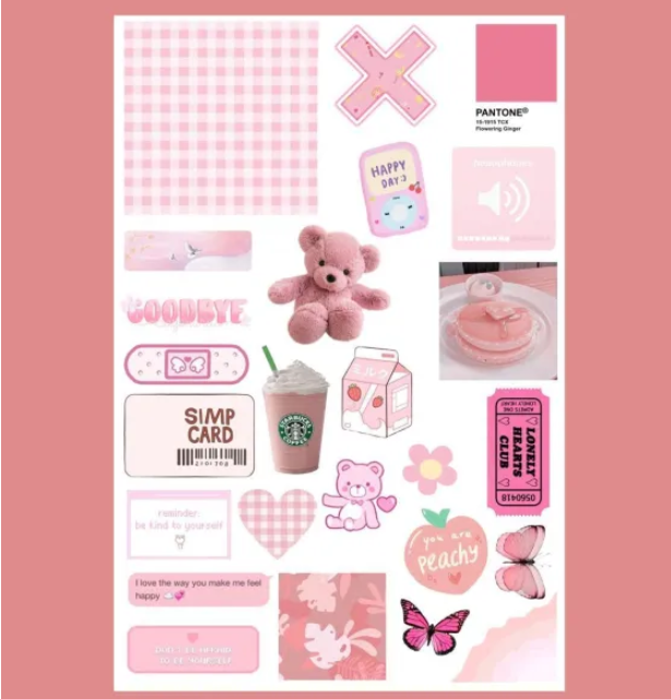 Pink Themed Aesthetic Mini Stickers | Journaling Stickers For All ...
