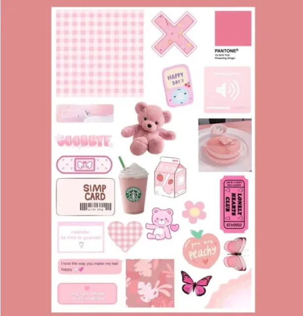 Pink Themed Aesthetic Mini Stickers | Journaling Stickers For All ...