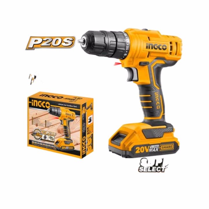 INGCO SUPER SELECT LITHIUM-ION CORDLESS DRILL 20V with free ingco gift ...