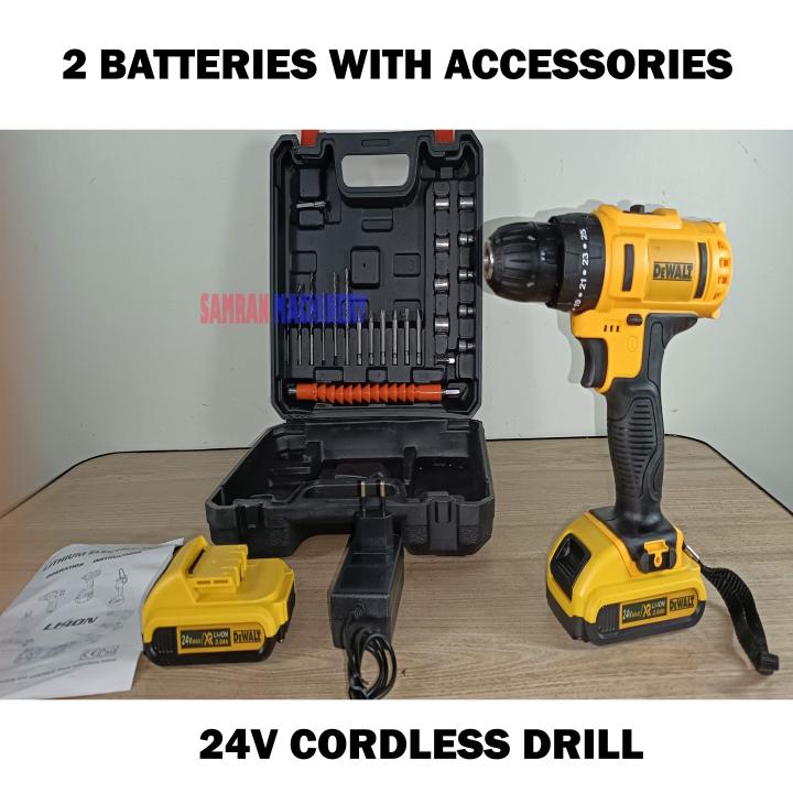 Dewalt 24v Hammer Drill Machine with accessories, 2 Battereis | Daraz.pk