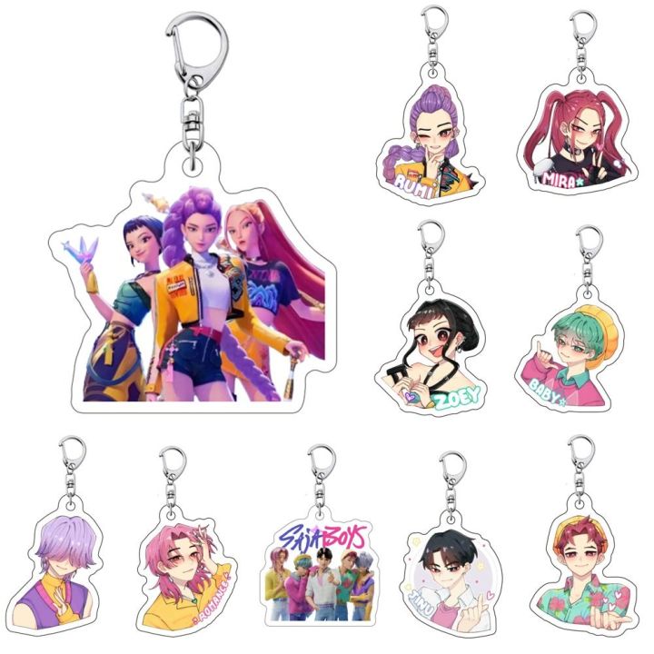 Merch Demon Hunters Kpop Keychains Huntrix Saja Boys Rumi Zoey Jinu Mira Pendant Ornament Sold ...