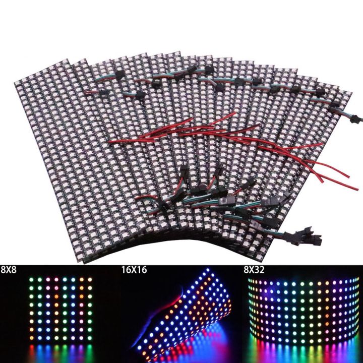 1~3PCS WS2812B RGB LED Flexible 8x8 16x16 8x32 Pixel Panel Strip Matrix ...