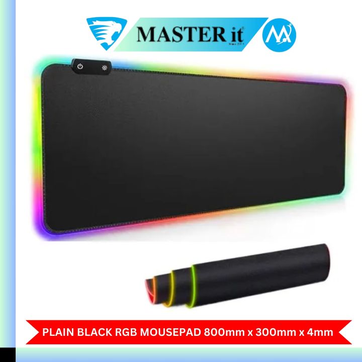 RGB Mouse pad Gaming Plain Black Design - Full Size Gaming RGB Mousepad ...