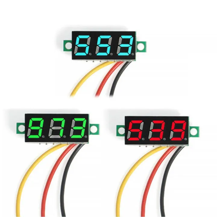 Mini DC Voltmeter 0.1V to 100V Three wire 0.28 Inch RED LED Display ...