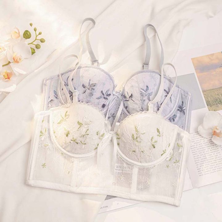 Lace Women Bra and Panty Set Push Up Bra Embroidery Underwear Set ...