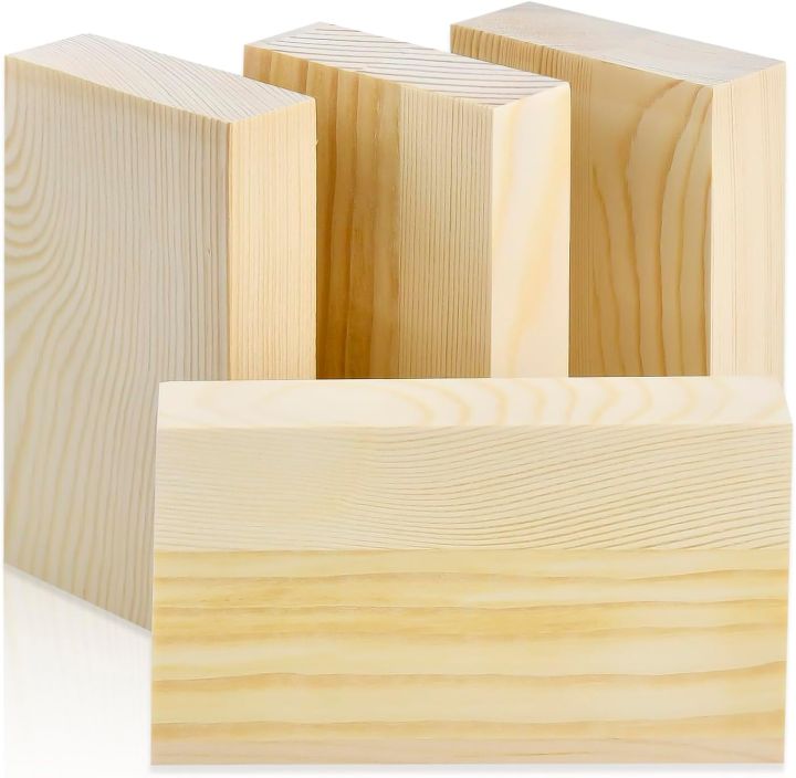 Pack of 5 – Natural Solid Wooden Blocks (3x5x1 Inches) – Unfinished ...