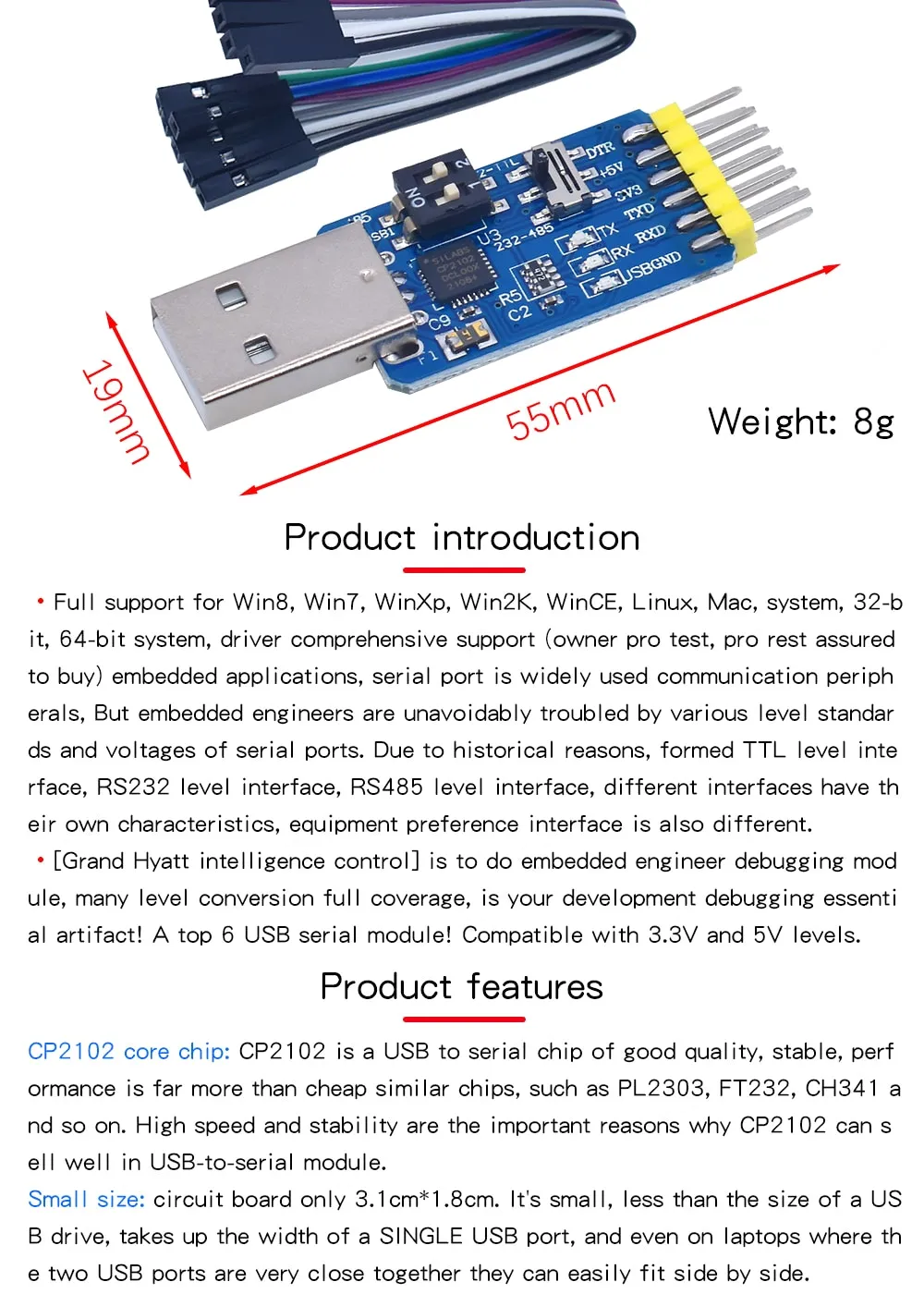 CH340 module USB to TTL CH340G upgrade download a small wire brush ...