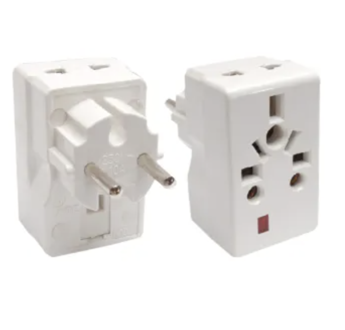2 Pin Multi Plug with Fuse & 3 sockets - 250 V (Round Pins) | Daraz.pk