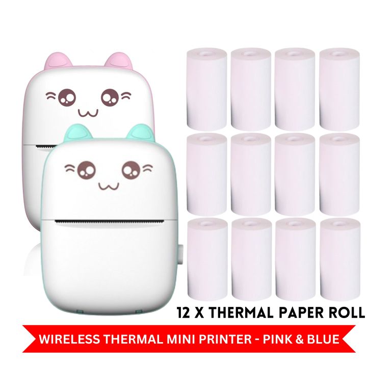 Pocket Inkless Mini Printer - 12 x Thermal Paper Roll - Thermal ...