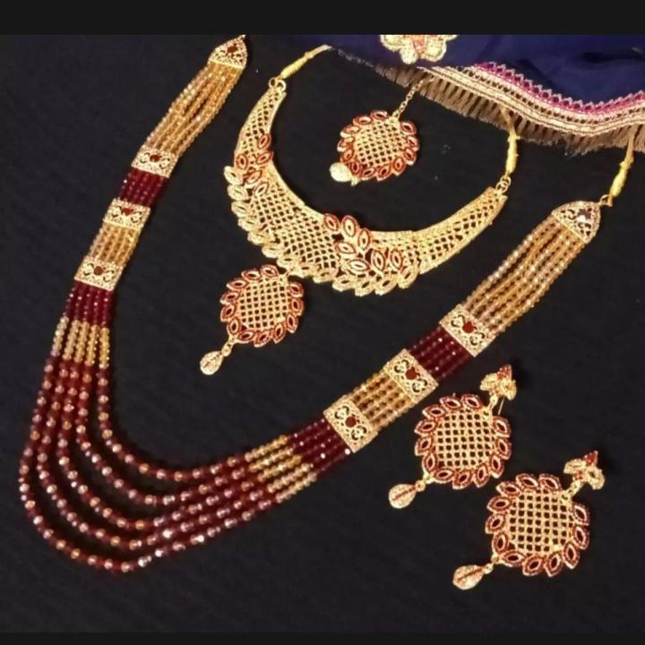 Jewellery collection jadao barik nagina set with long cristal mala long ...