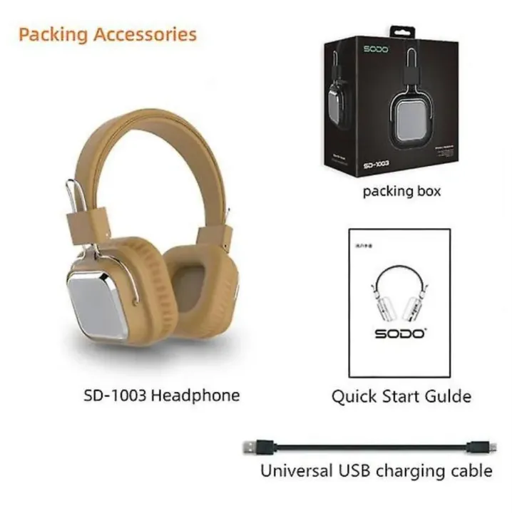 Sodo SD-1003 Wireless Headphones Stylish Over-Ear Bluetooth Headset ...