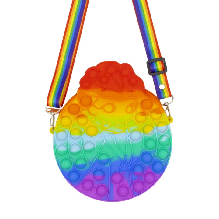 Women Girls Fidget Shoulder Bag, Cartoon Crossbody Purse Funny Silicone ...