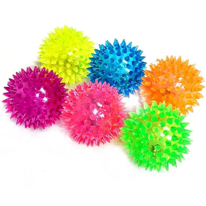 Pack of 6 Beautiful Colored Soft Bouncing Spiky Balls 75mm with ...
