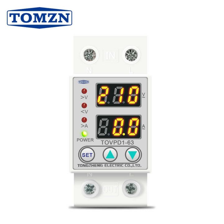 Voltage Protection Device | TOMZN 63A 230V | Adjustable Automatic Recovery Under/Over Voltage ...