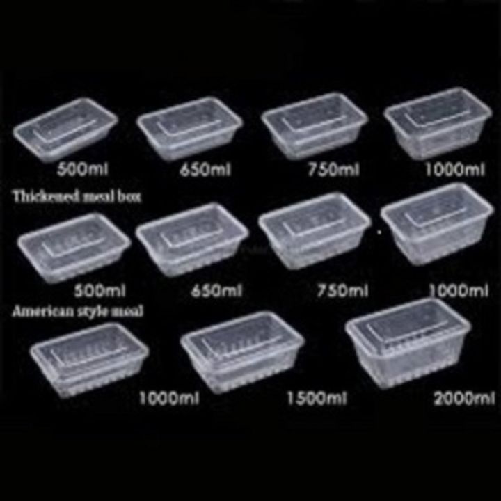 Disposable plastic boxes 500ML & 750ML & 1000ML Pack of 8/10/12/15pcs ...