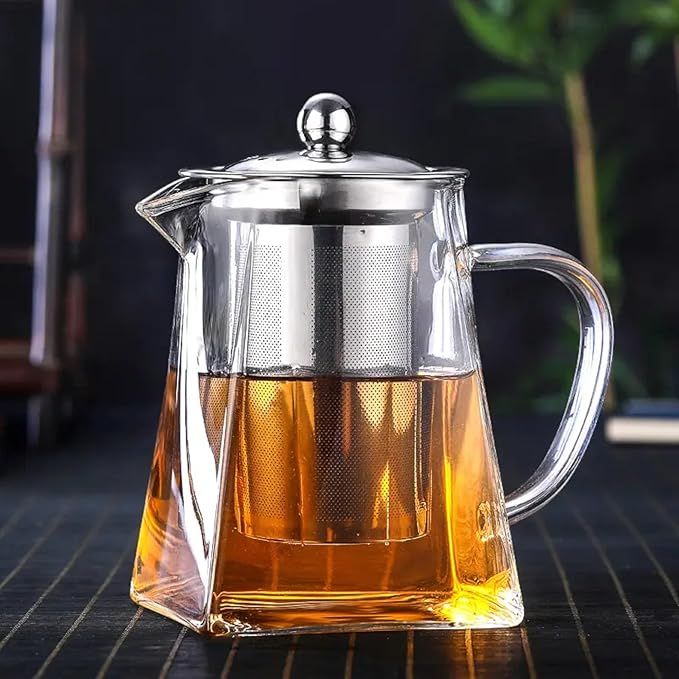 Glass Teapot with Infuser, Borosilicate Glass Tea Kettle for Loose Leaf ...