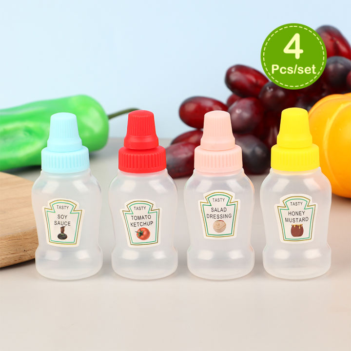 4Pcs/set Mini Sauce Bottle Ketchup Honey Salad Containers Bottles ...