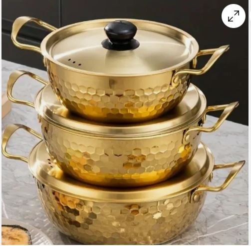 Stainless Steel 3 Piece Korea Ramen Pots Multiuse Double Handle Soup ...