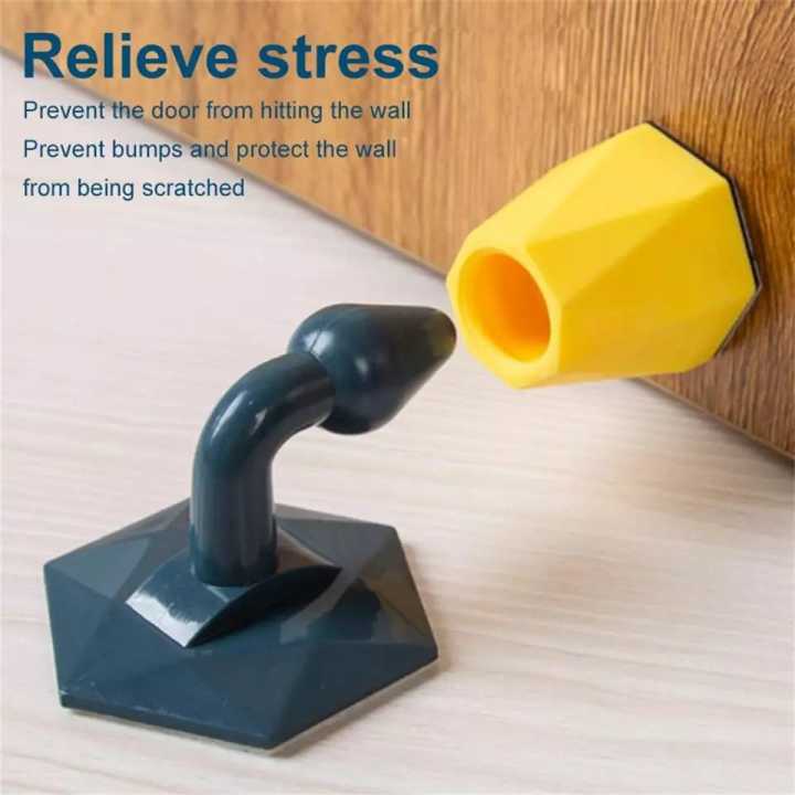 ABS Silicone Door Stopper Self-Adhesive Wall Protector, Non-Punching ...