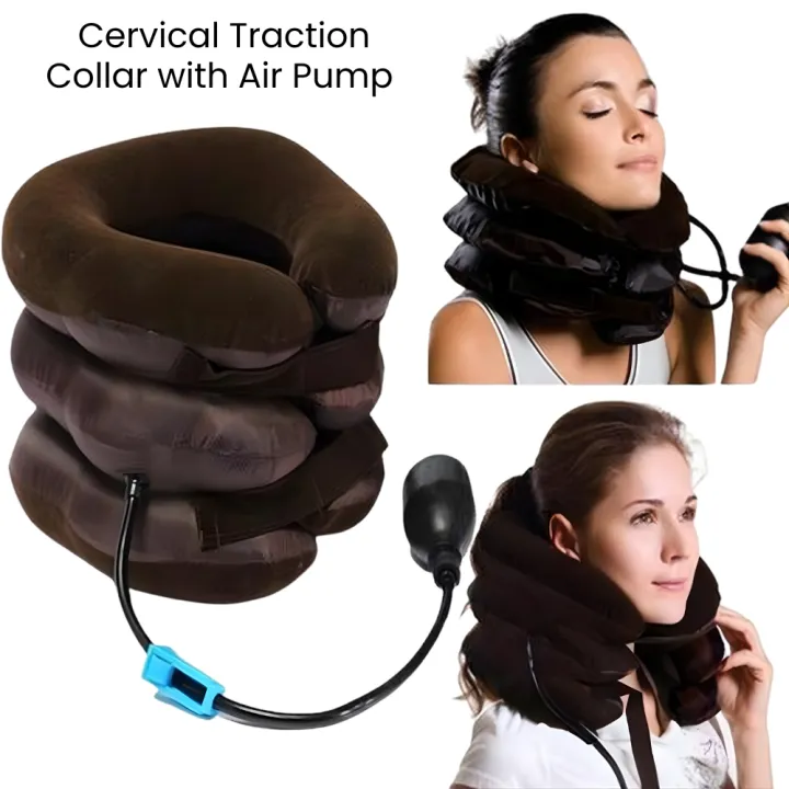 Cervical Traction Collar with Air Pump – 3 Layered Inflatable Collar ...