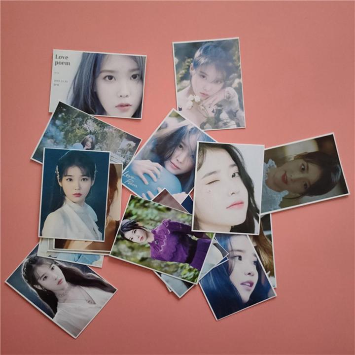16Pcs/Set Kpop IU Ji Eun New Album Love Poem Self Made Paper Lomo Card ...