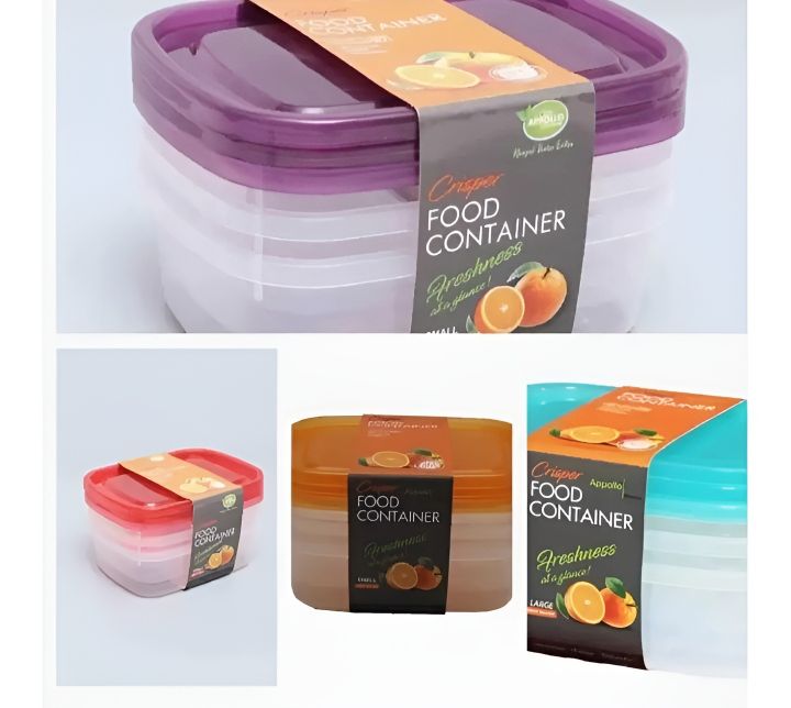 APPOLLO BOXES | SET OF 3 MEDIUM 1000ML PLASTIC FOOD STORAGE CONTAINERS ...