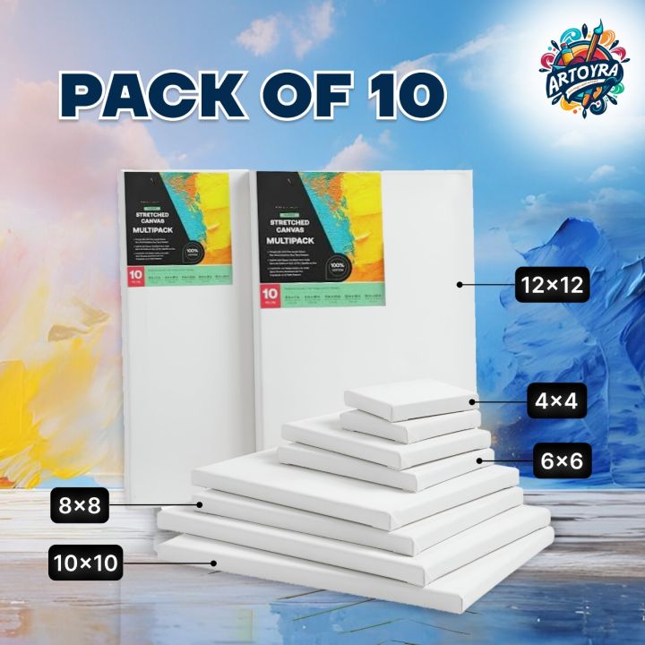 Pack of 10 Canvas 4x4+ 6x6+ 8x8+ 10x10+ 12x12 Canvas For Painting ...