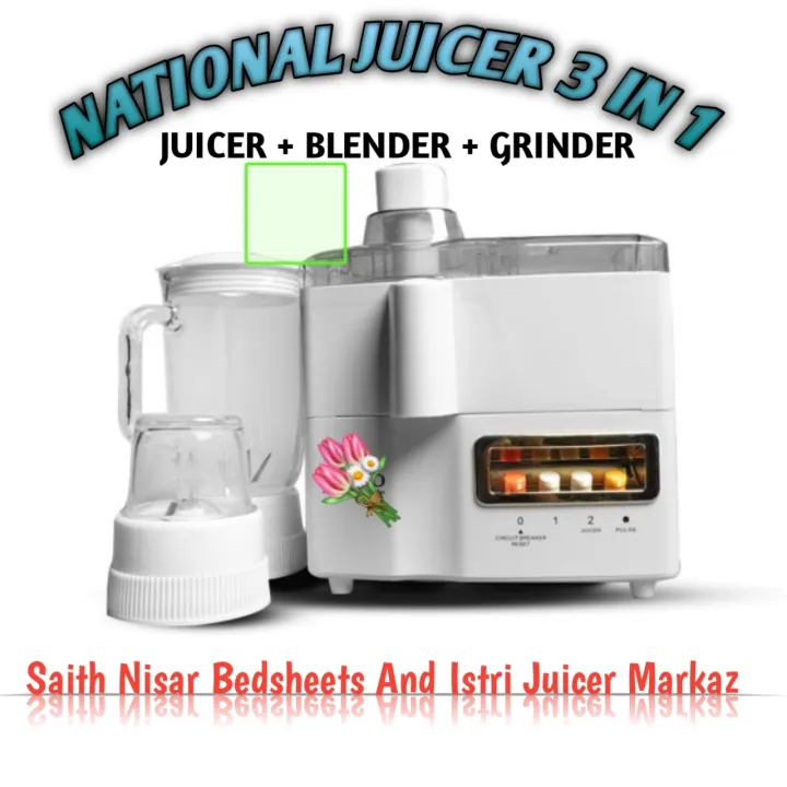 NATIONAL Juicer 3 in 1 (Grinder + Blender + Juicer ), Food Processor ...