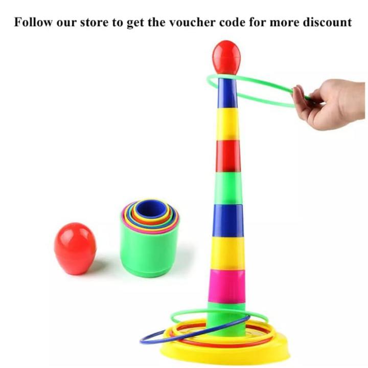 Ring Tower - Ring Toss Stacking Game Toy with 8 Rings for Kids | Daraz.pk