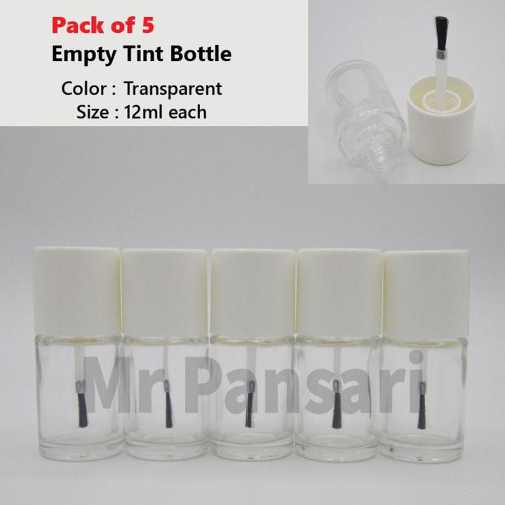 Pack of 5 - High Grade Empty Glass Tint Bottles With Brush Refillable ...