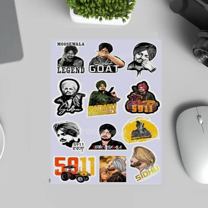 Sidhu Moose Wala Fan Sticker Set Legendary Singer For Music Lovers ...