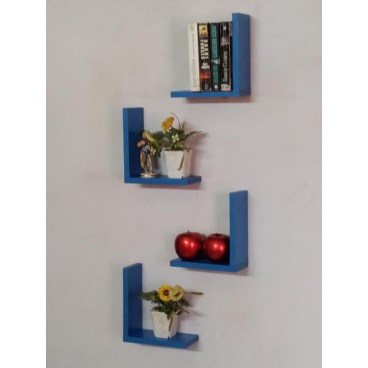 L SHAPE WALL MOUNTED SHELF BLUE | Daraz.pk