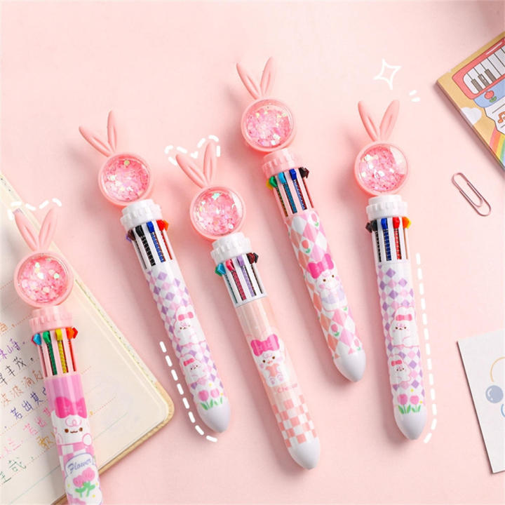 Push Pens Cartoon Ballpoint Pens Adorable Design Pink Rabbit Student ...