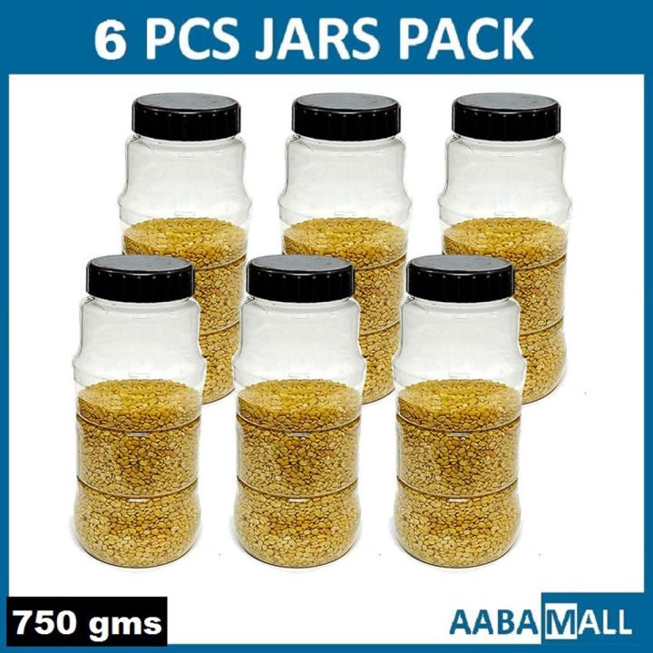CYLINDER JAR SET - PACK OF 6 PCS PLASTIC KITCHEN JARS BOX STORAGE BURNI ...