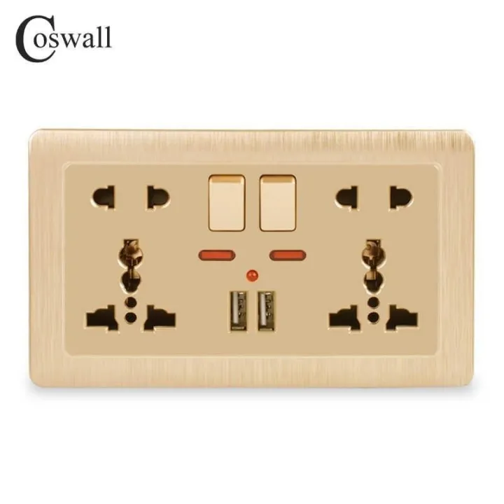 Electric Wall Power Socket Double Switch 2.1A with Dual USB Ports ...