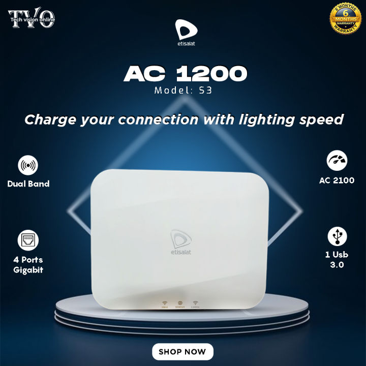 Etisalat S3 Mesh AC 2100 Dual Band wireless Router with Adapter | Daraz.pk