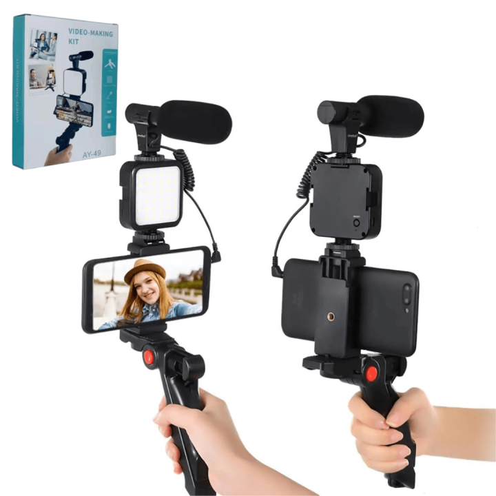 Items Lock Vlogging Kit AY-49 / Video making kit / 6 in 1 Video making kit - Mini LED Video ...
