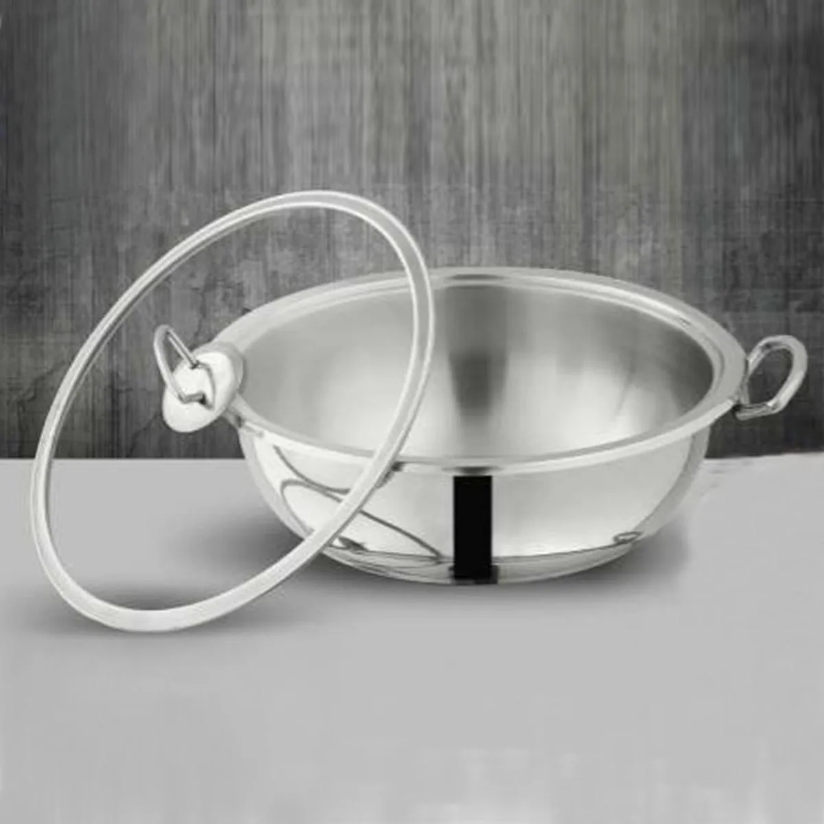 Alpha Stainless Steel Cooking Wok/Karahi Encapsulated Double Bottom ...