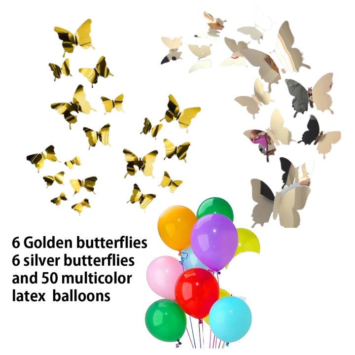 Wall Decor and party decor with 50 ballons and 12 pcs 3d foldable ...
