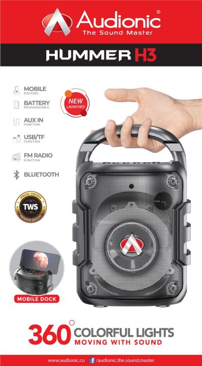 100% Original Audionic Hummer H3 Bluetooth Portable Speaker - 360 ...