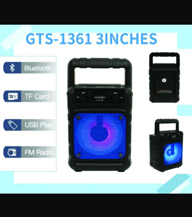 Portable wireless 3-inch speaker with memory card, Bluetooth, and USB built-in for parties and ...