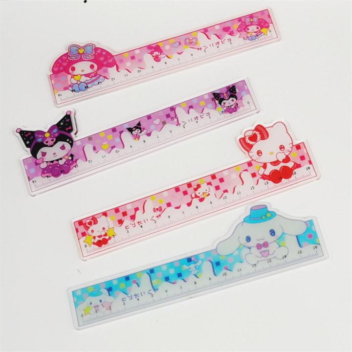 Cartoon Sanrioed Cinnamoroll Kawaii Stationery Ruler Kuromi Acrylic ...