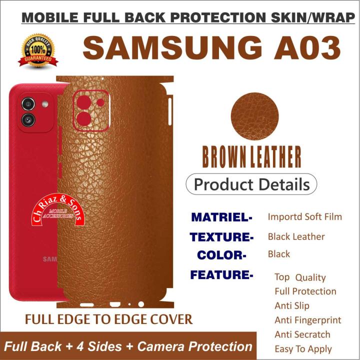 SAMSUNG A03 FULL BACK 360 premium Protection Skin / Wrap- BROWN LEATHER ...