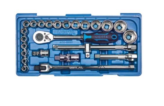 AT - Licota Made In Taiwan 25 Pcs 1/2" Dr. Socket Set Blow Case 8-32MM ...