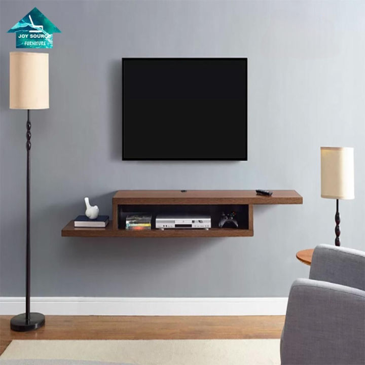 Lcd tv Rack /Shelves floating black tv console media storage wall ...
